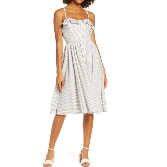 French Connection | Dresses | Frenchconnectionlaiche Stripe Ruffle Fit ...